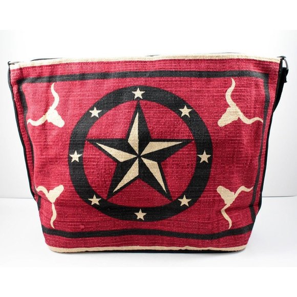 Bags | Western Style Unlined Cotton Stencil Tote Bag Purse Texas Star ...